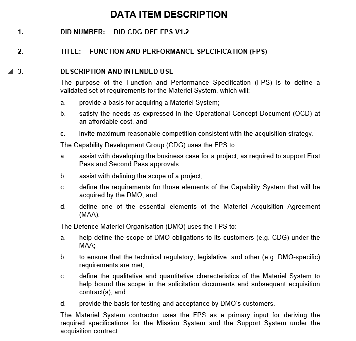 Function and Performance Specification (FPS) | SE Goldmine